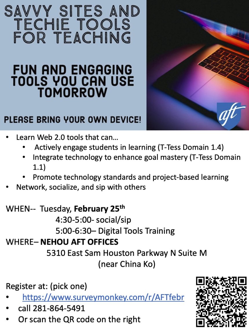 Digital Tools Workshop Coming Up! | Northeast Houston AFT